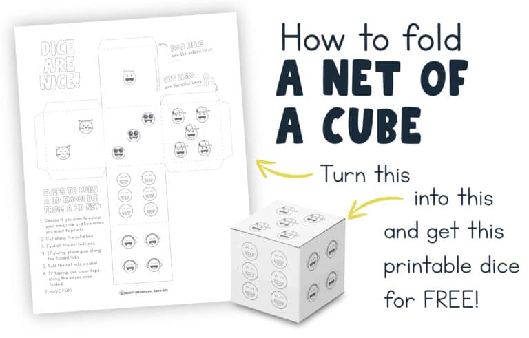 How to Build a Cube from a Net (Free Printable + Hands-On Dice Game ...